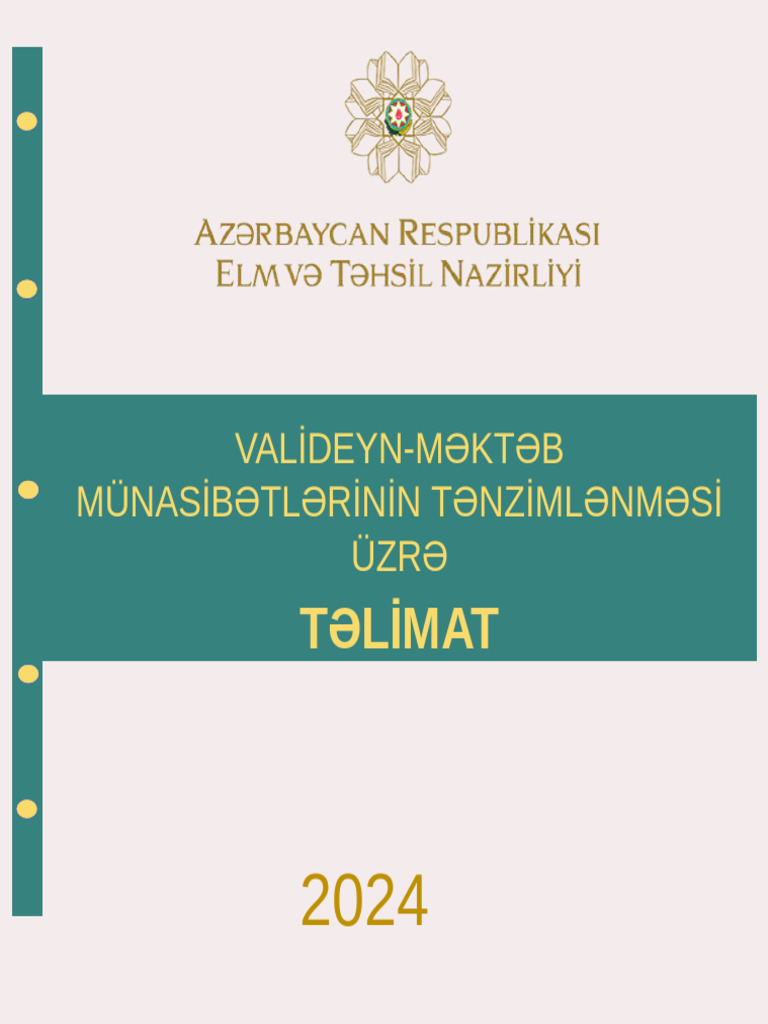 Valideyn-Məktəb Ünisyyyəti Haqda Telimat-ESAS | PDF