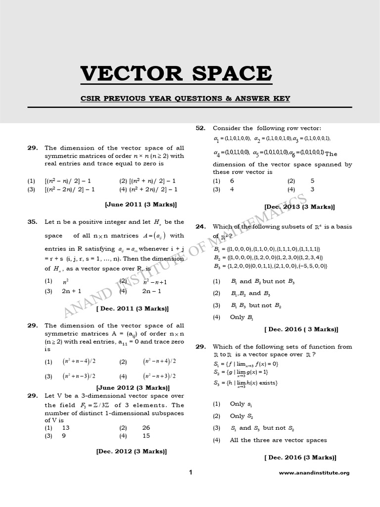 CSIR Linear Algebra PYQ | PDF