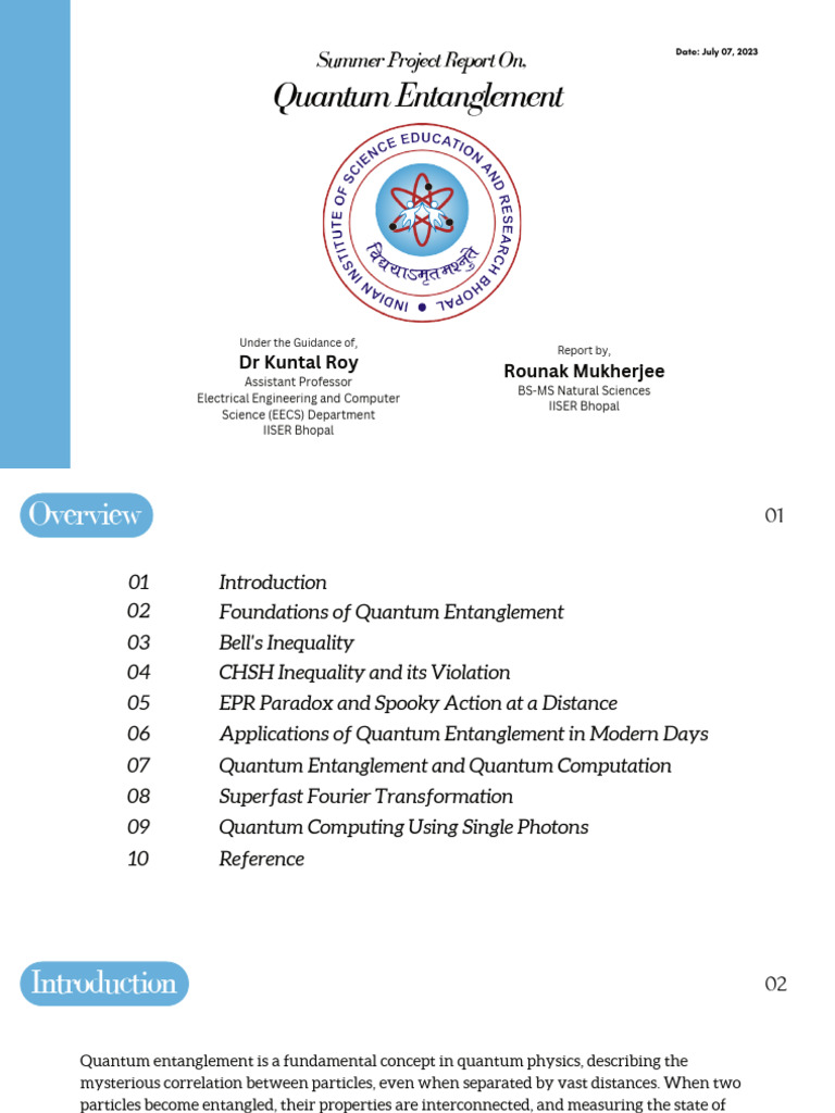 Quantum Entanglement | PDF | Quantum Computing | Science & Mathematics