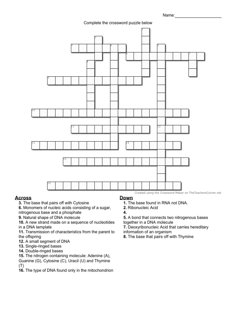 Crossword Puzzle Life Sciences | PDF