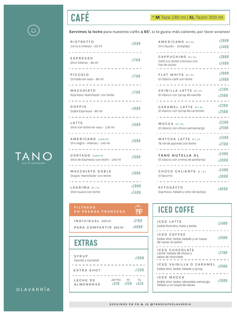Tano Menu | PDF