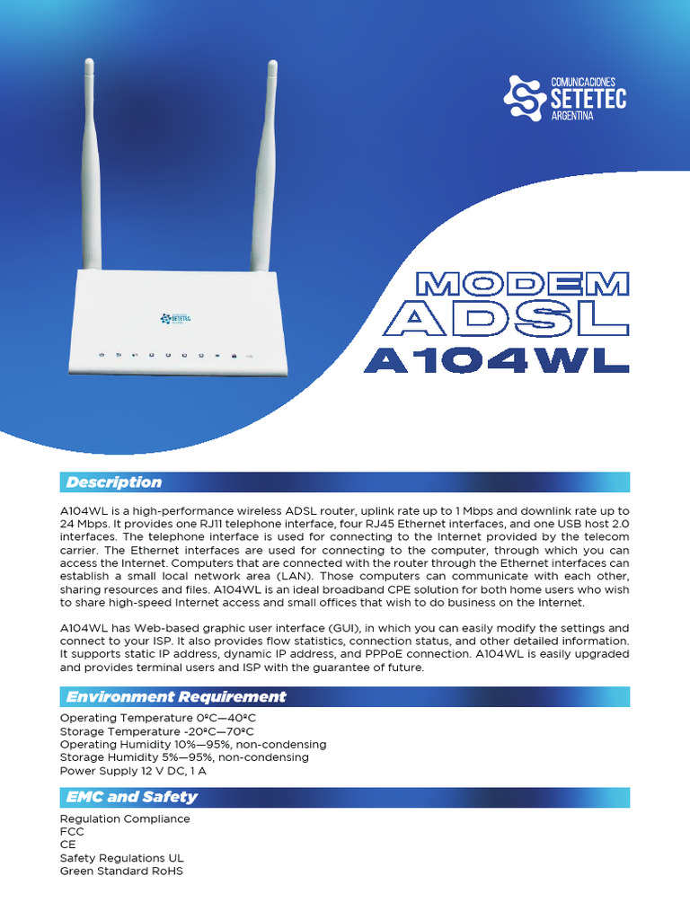 Manual Modem A104WL | PDF