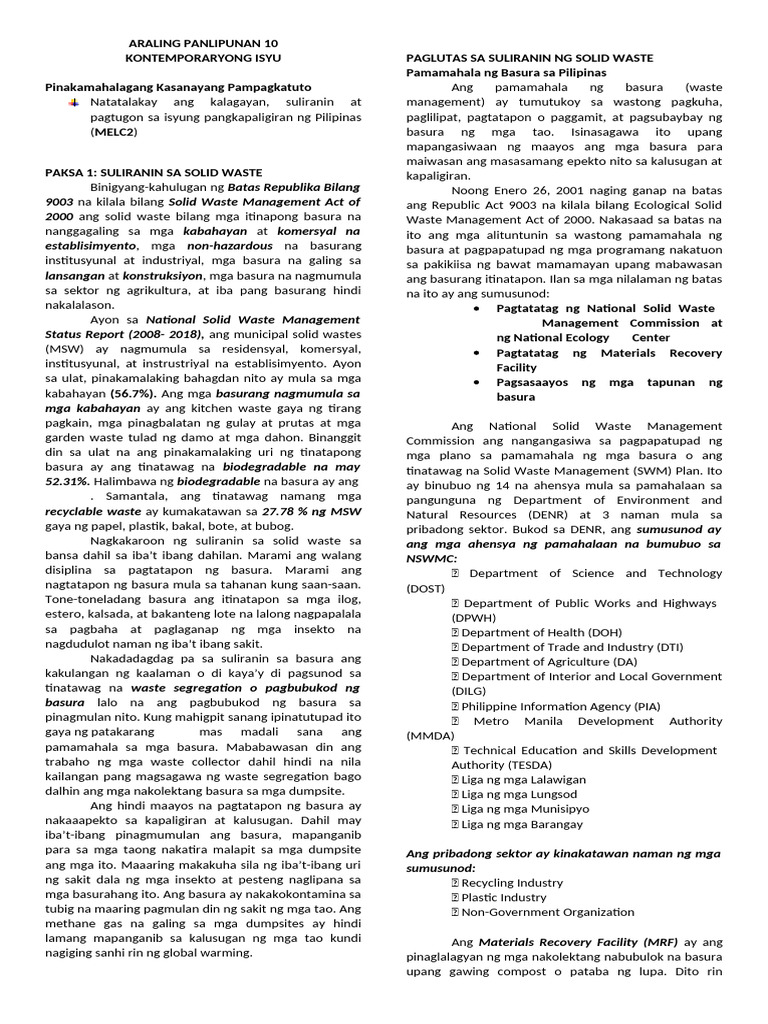 AP10 - MODULE 1 MELC 2 1st QTR 2024 2025 | PDF