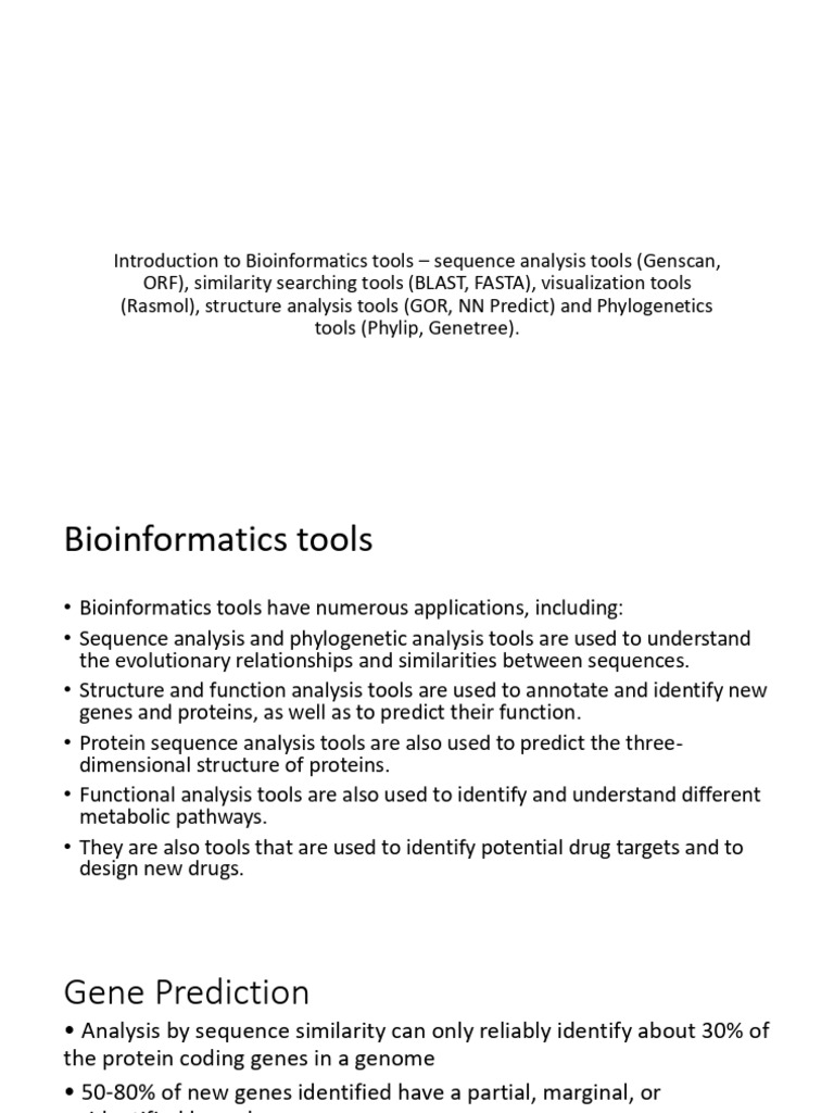 Bioinformatic Tools | PDF
