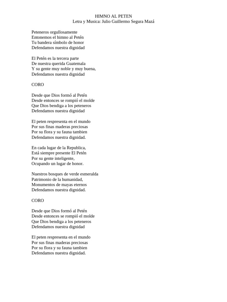 HIMNO AL PETEN | PDF