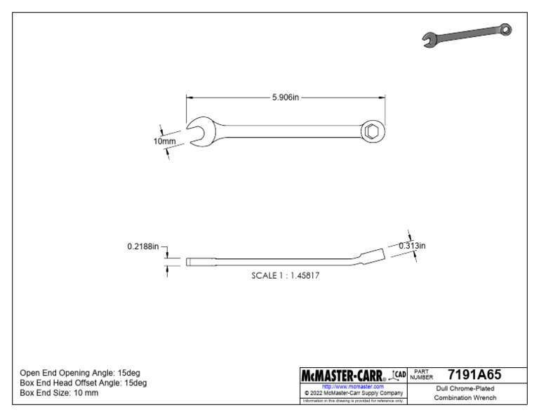 7191A65 - Dull Chrome-Plated Combination Wrench | PDF
