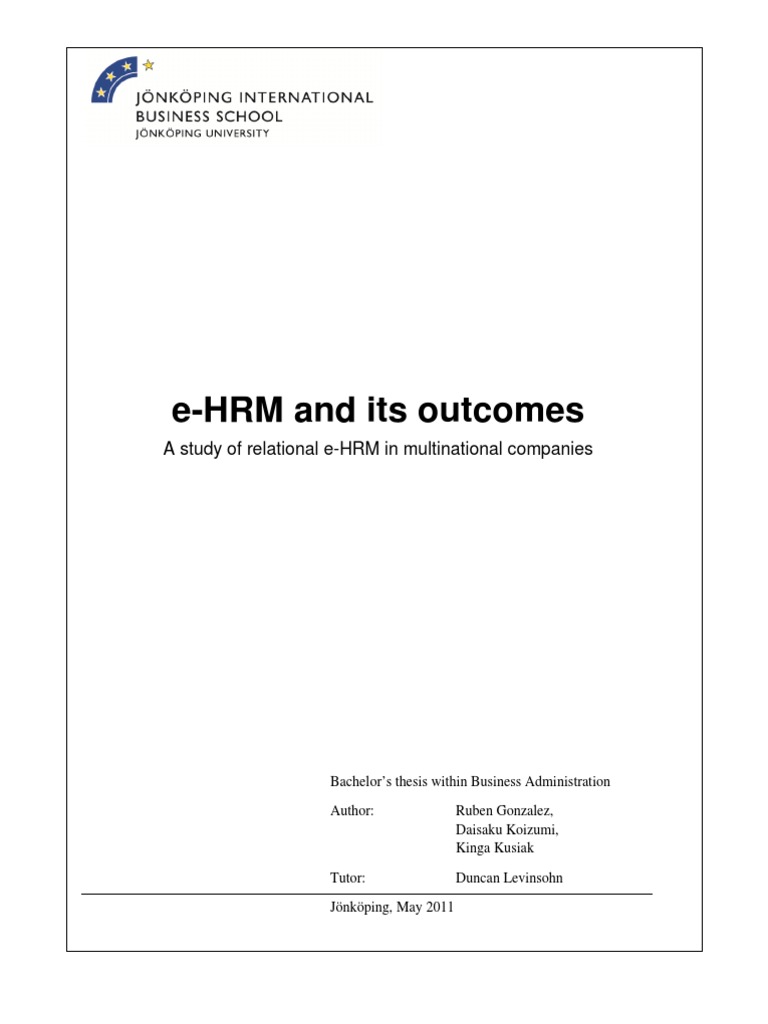 e-HRM and Its Outcomes: A Study of Relational e-HRM in Multinational ...