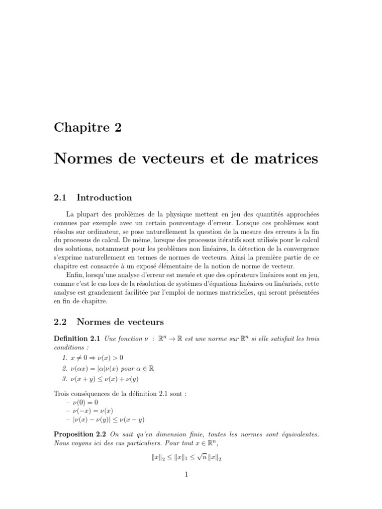 Ch02 Normes de Vecteurs Et de Matrices | PDF