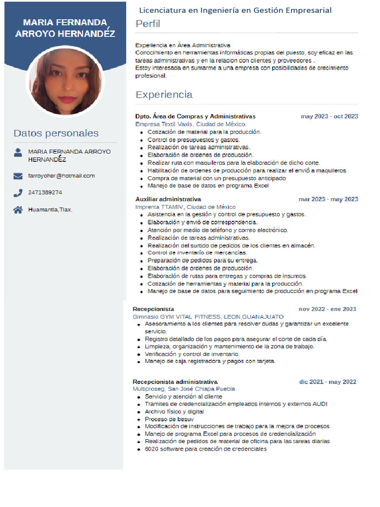 CV Maria Fernanda Arroyo Hernandez Co | PDF