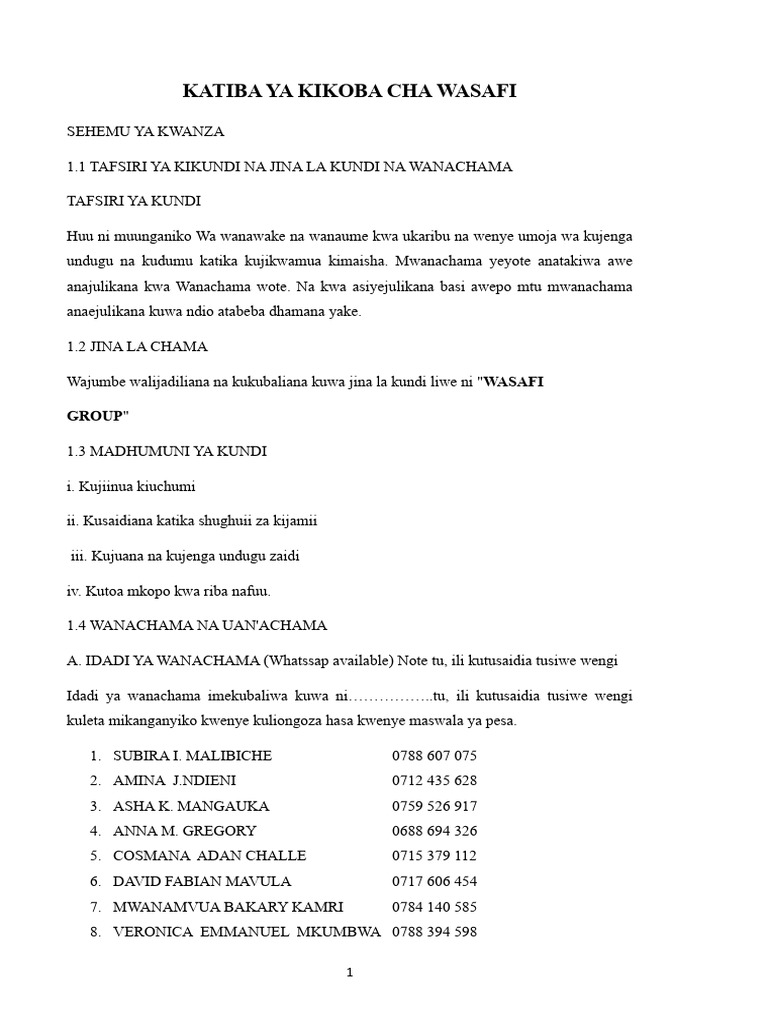 KATIBA YA KIKOBA PDF | PDF