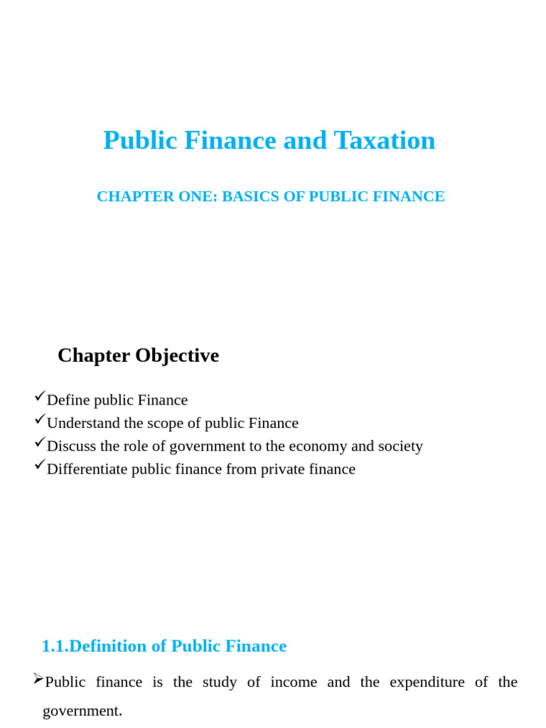 Public Finance and Taxation Chapter One | PDF