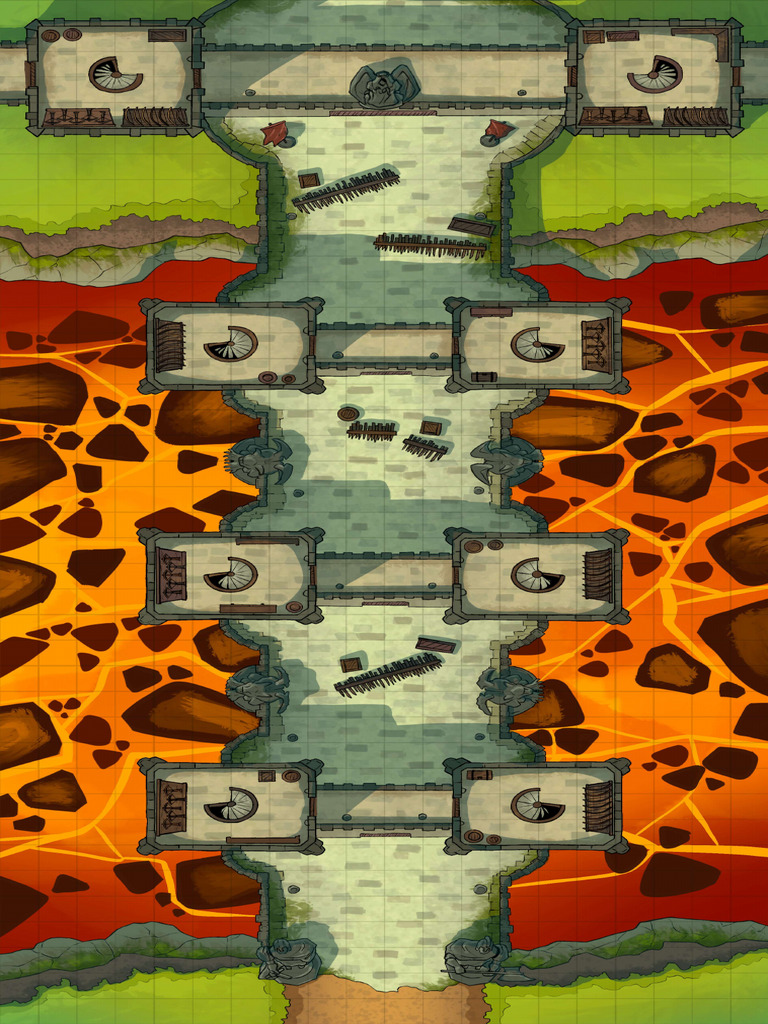 Fortress Bridge Lava Level 1 Grid 20x40 | PDF
