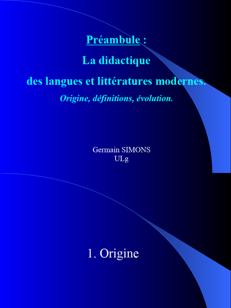 0. Preambule Didactique Langues Originedefinition | PDF