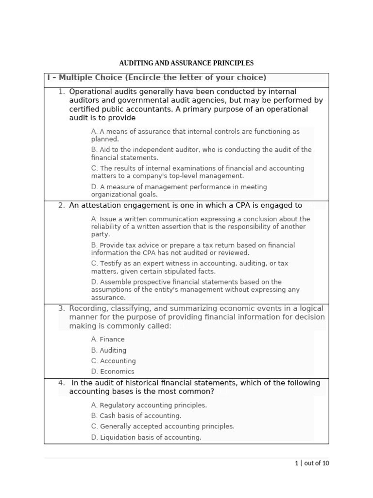 SBIS Auditing and Assurance Principles | PDF