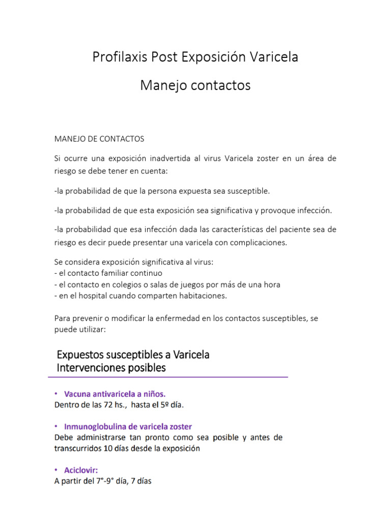 5 Profilaxis Post Exposición Varicela | PDF