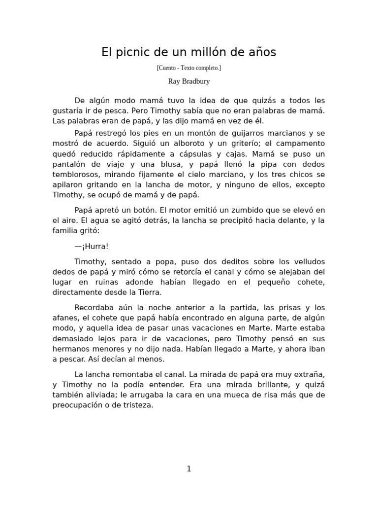 El Picnic de Un Millón de Años | PDF
