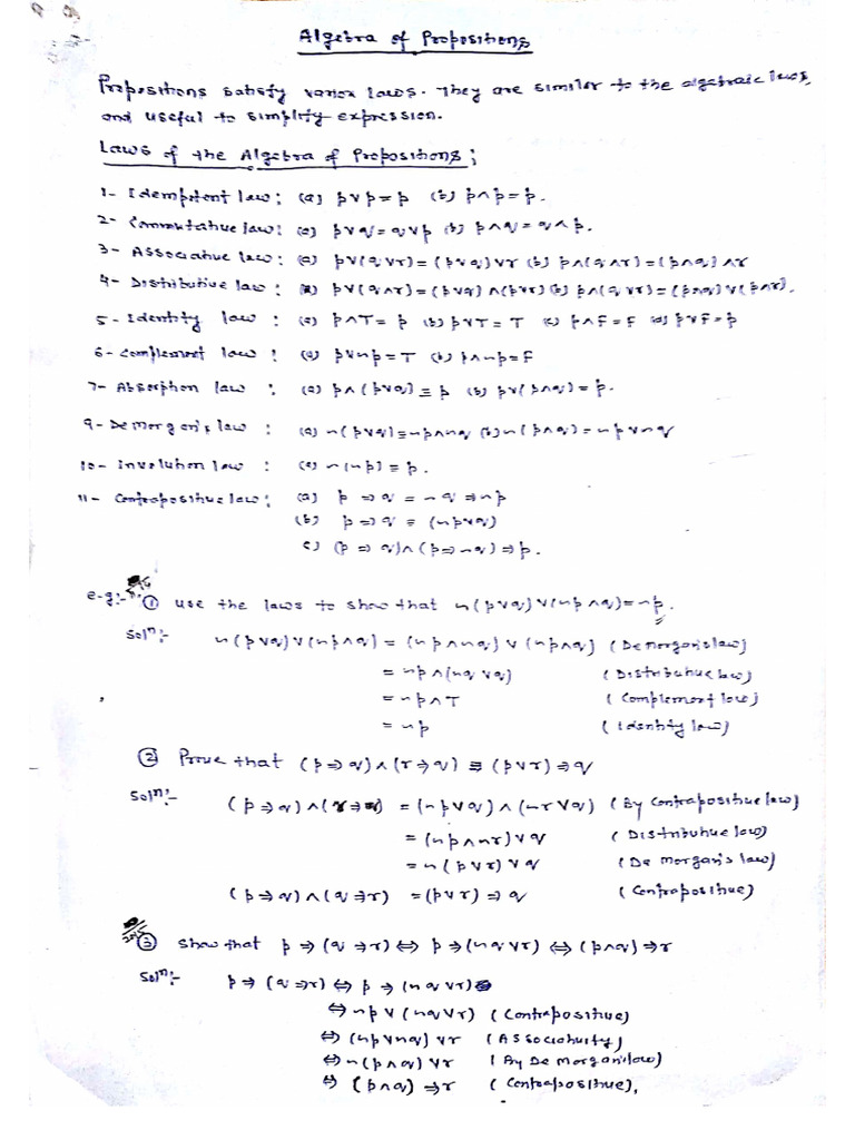 Algebra of proposition | PDF