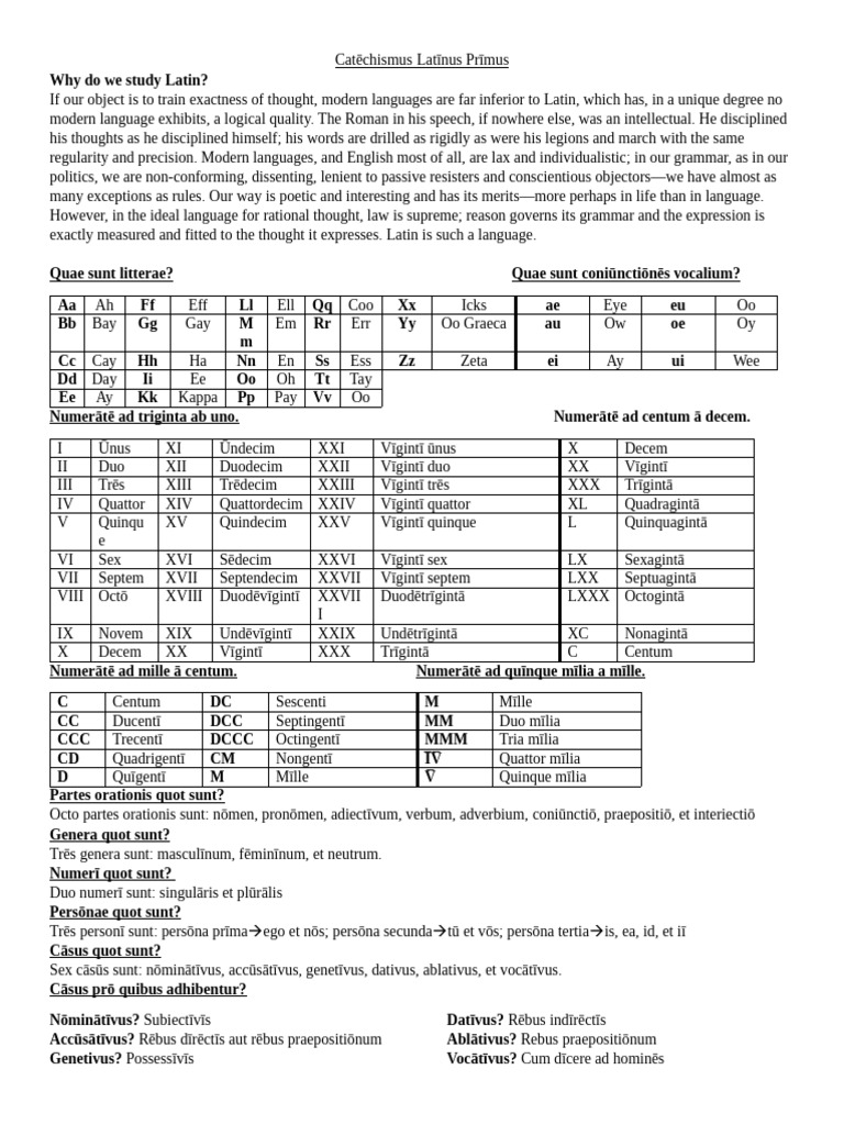 Catechismus Latinus Primus | PDF
