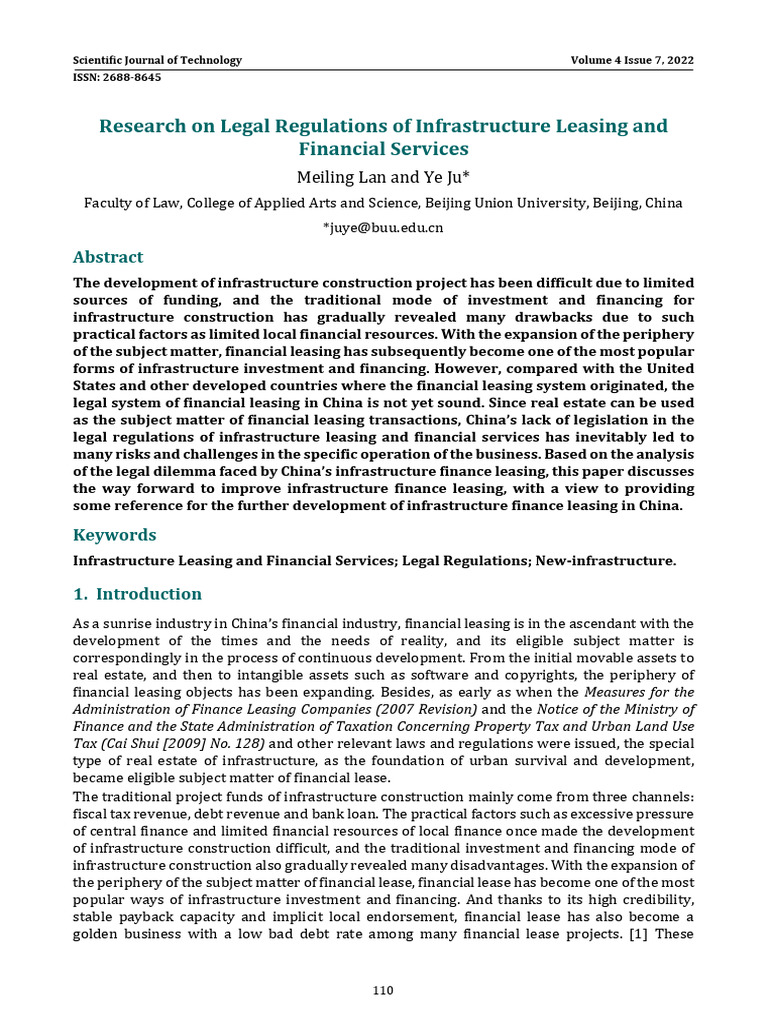 Research On Legal Regulations of Infrastructure Le | PDF
