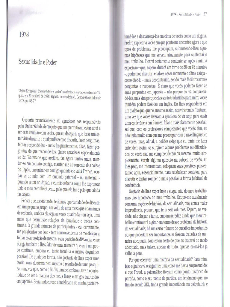 Foucault Michel Sexualidade e Poder (PDF - Ai) | PDF