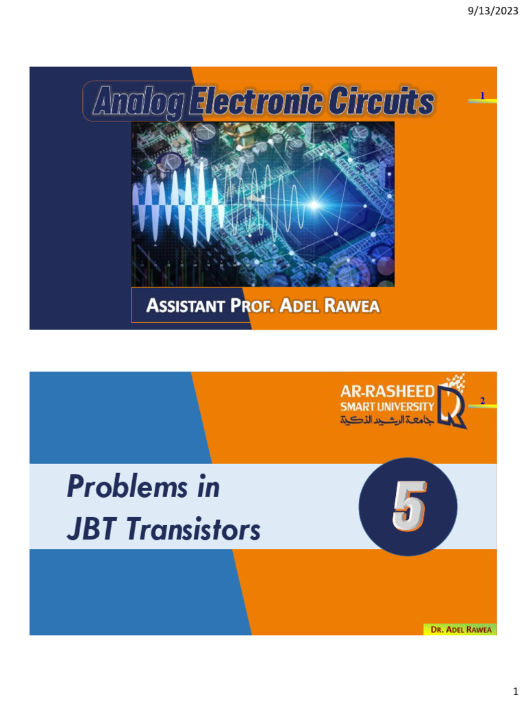 Analog Electronic Circuits - 05 - Problems (Transistors) | PDF
