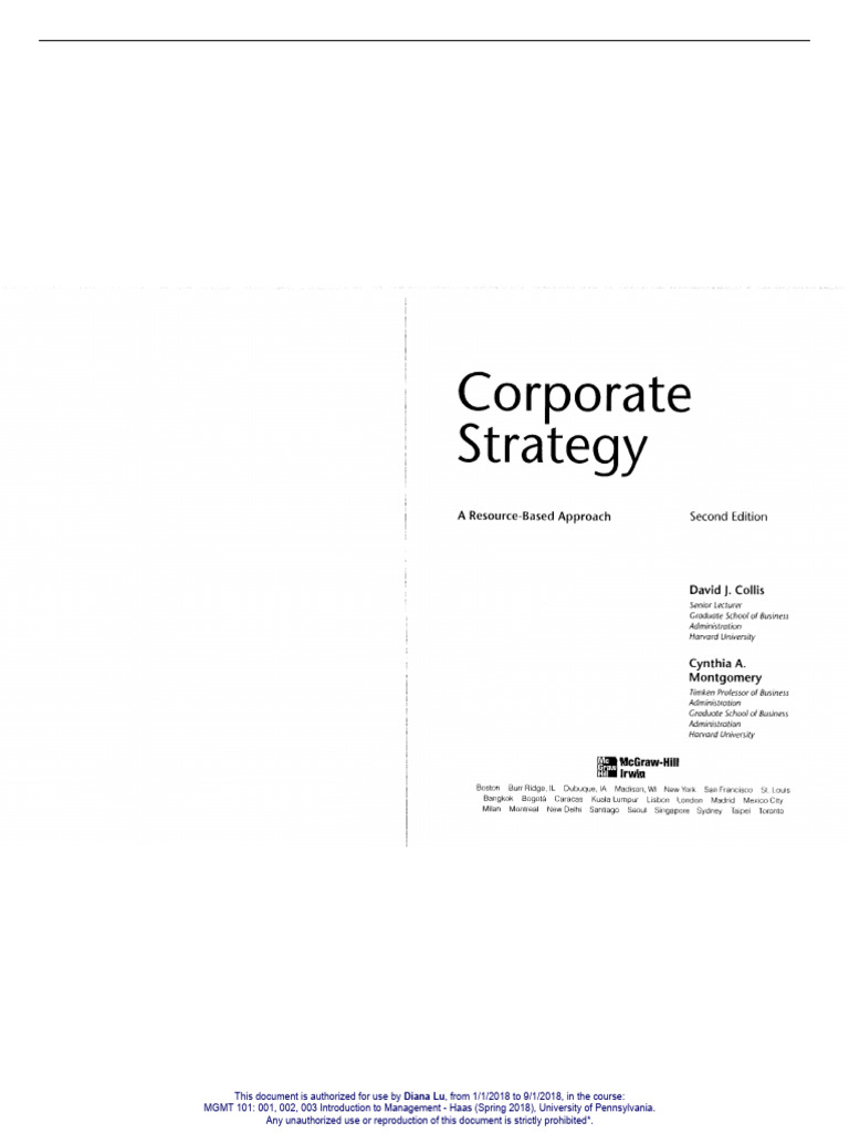 Corporate Strategy: A Resource-Based Approach | PDF
