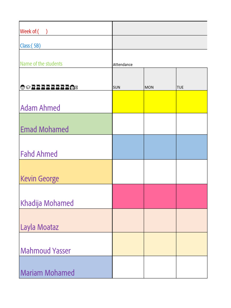 Adam Ahmed Emad Mohamed Fahd Ahmed Kevin George Khadija Mohamed Layla ...