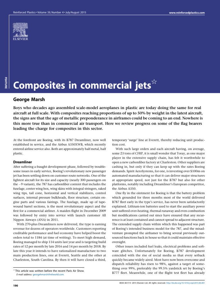 Composites in Commercial Jets - 2015 - Reinforced Plastics | PDF