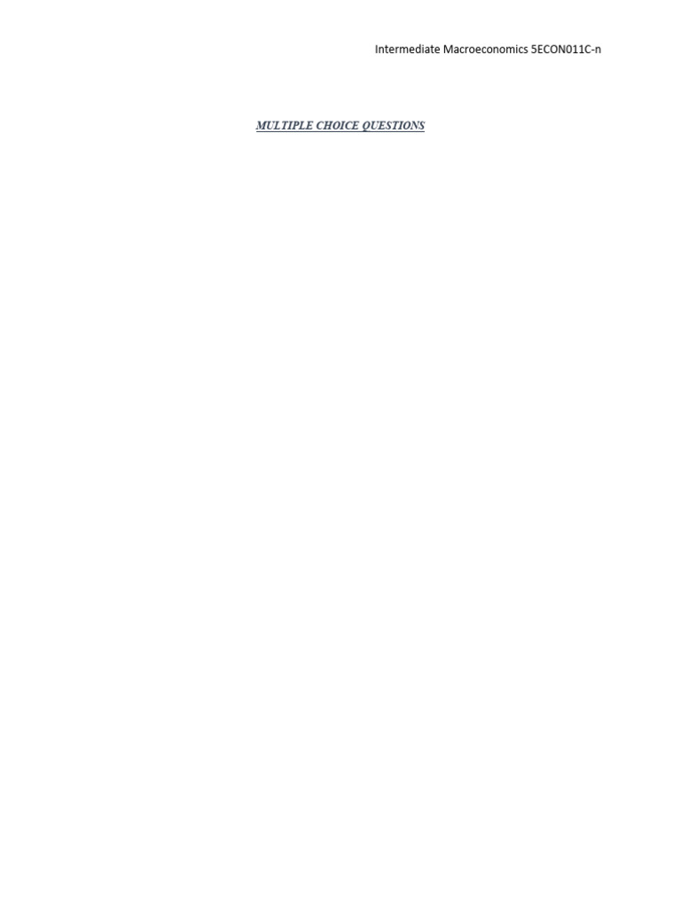 Tutorial 10: Fiscal Policy - A Summing Up: Multiple Choice Questions ...