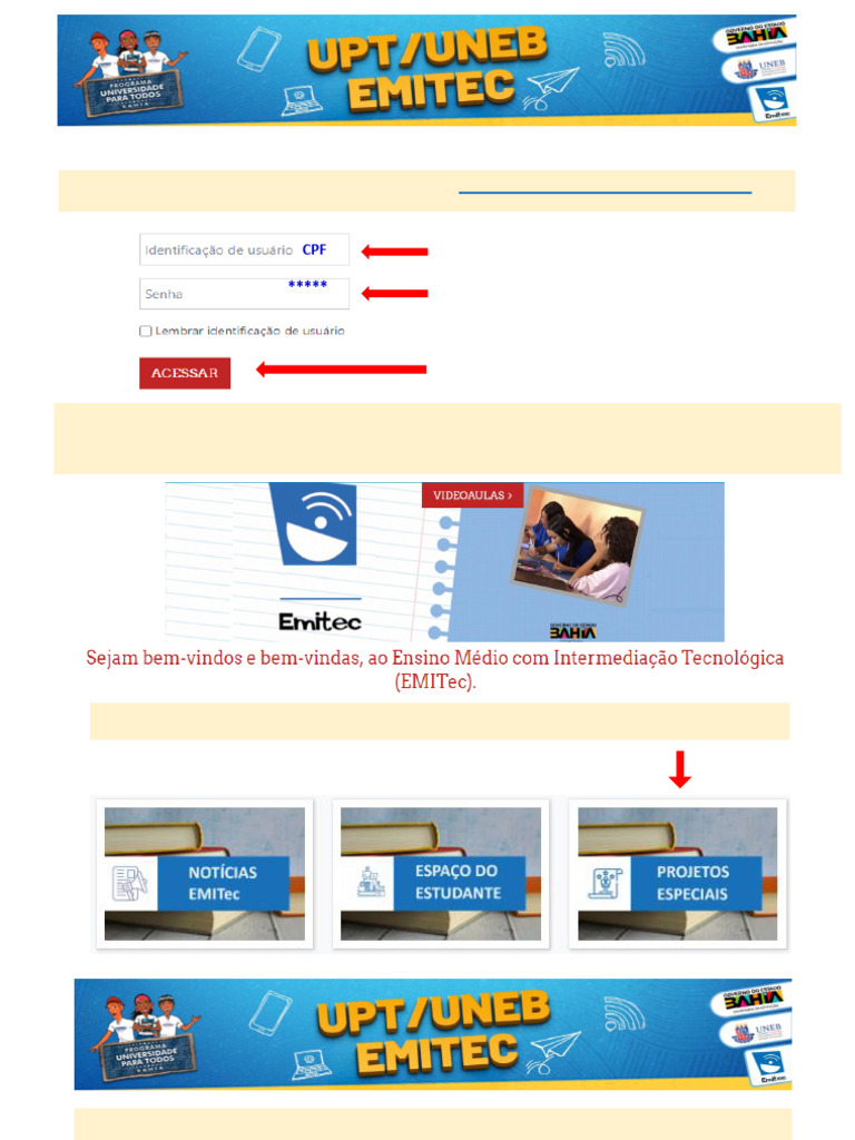 TUTORIAL AVA EMITEC - UPT - UNEB - ESTUDANTE - 19julho2024 | PDF | Informática | Carreira e ...