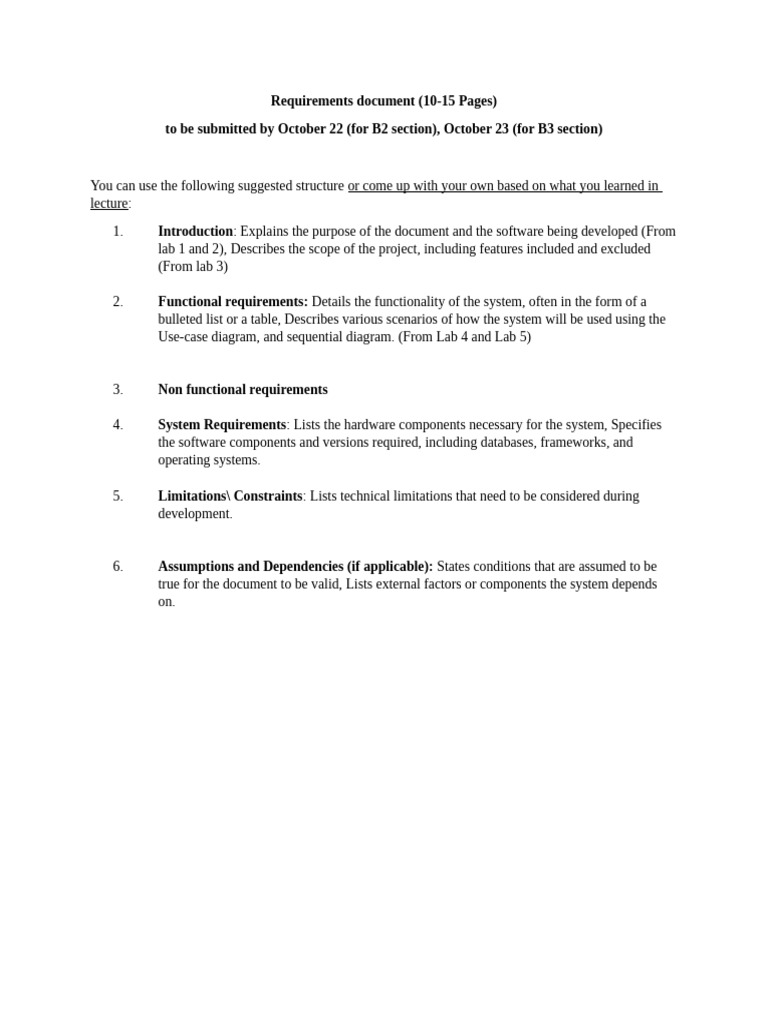 Requirements Document Structure | PDF
