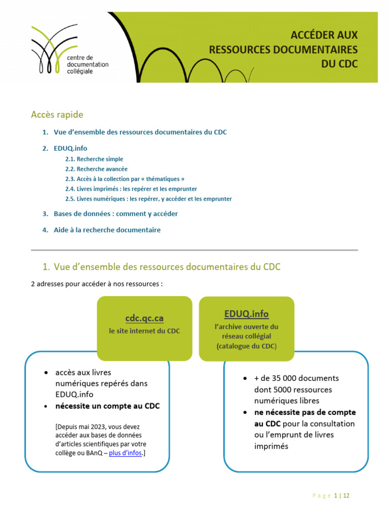 Acceder Aux Ressources CDC | PDF