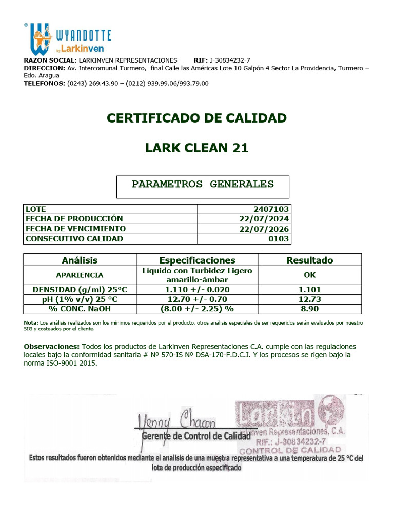 Lark Clean 21 103 | PDF