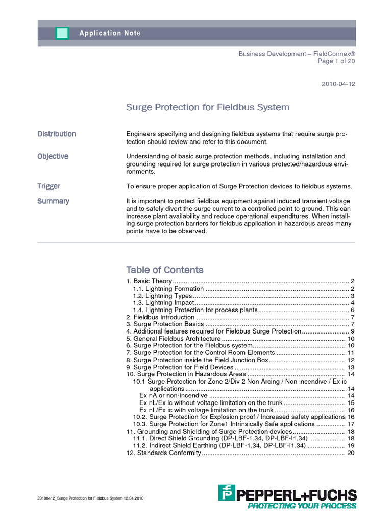 Surge Protection For Fieldbus System | PDF | Lightning | Thunderstorm