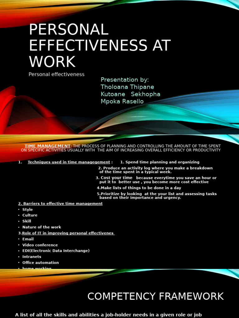 Personal Effectiveness at Work | PDF