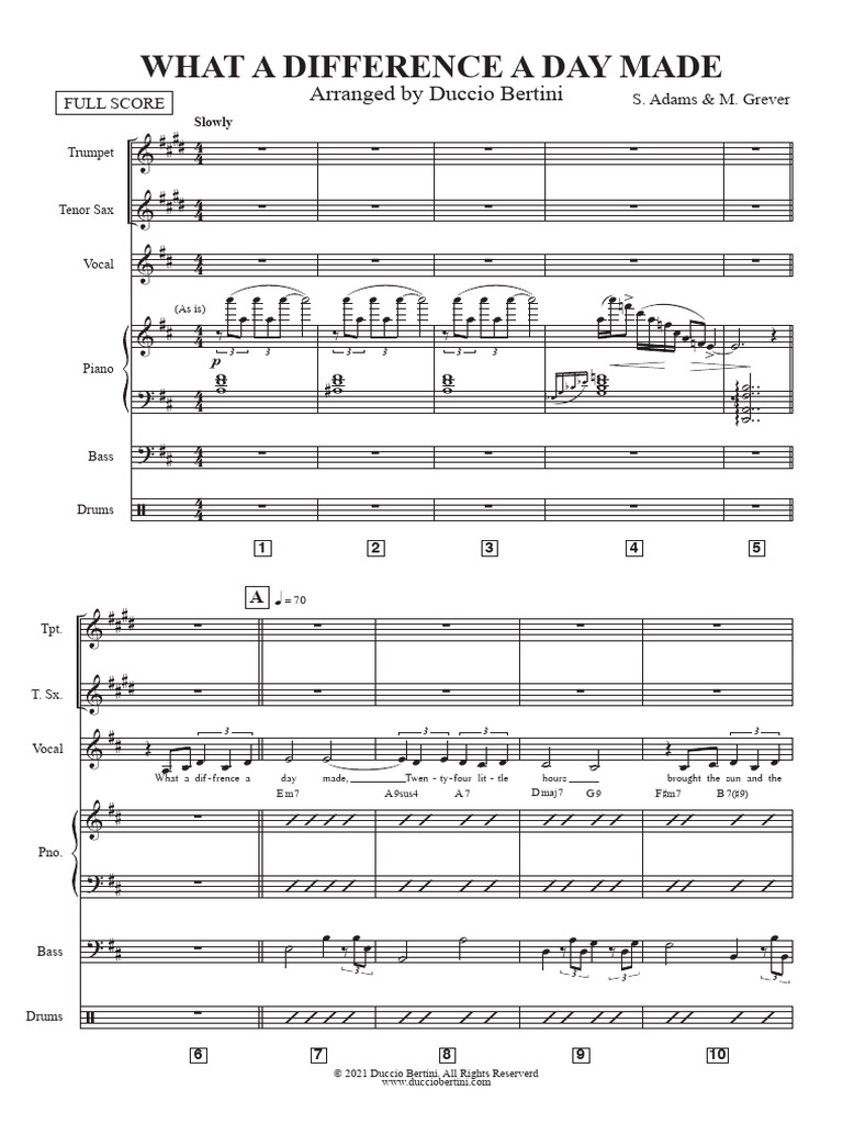 What A Difference Day Made - SCORE&PARTS | PDF