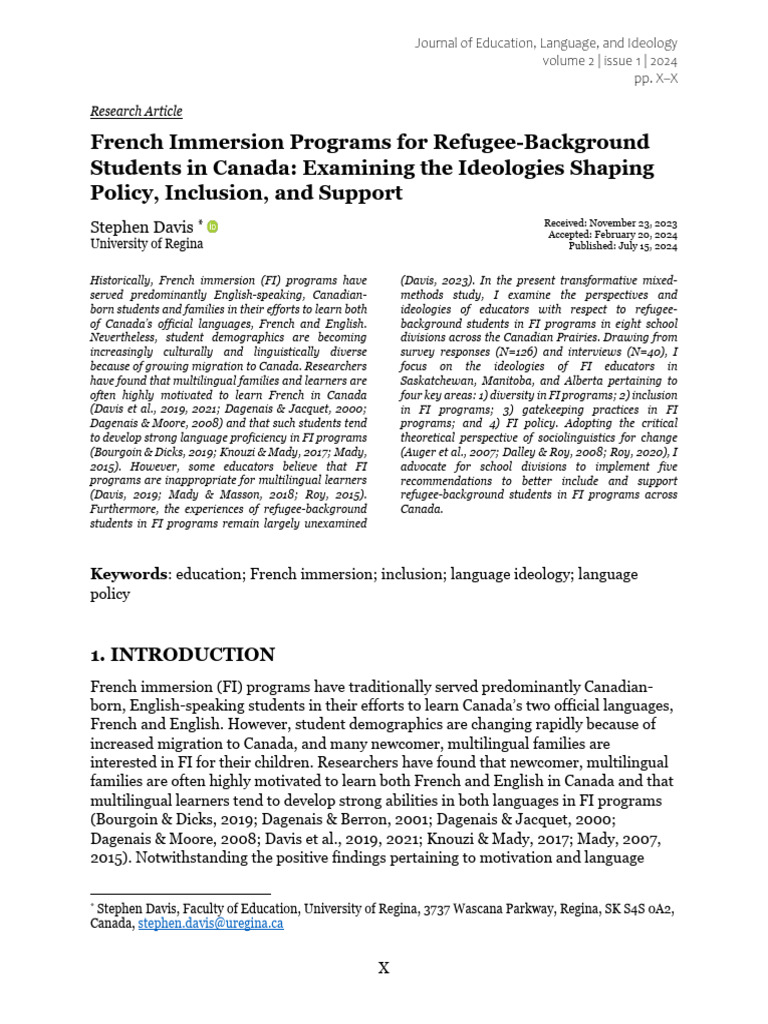 Davis 2024 French Immersion Programs | PDF