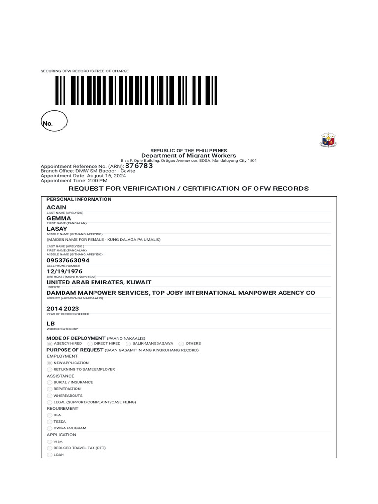 Records - POEA | PDF