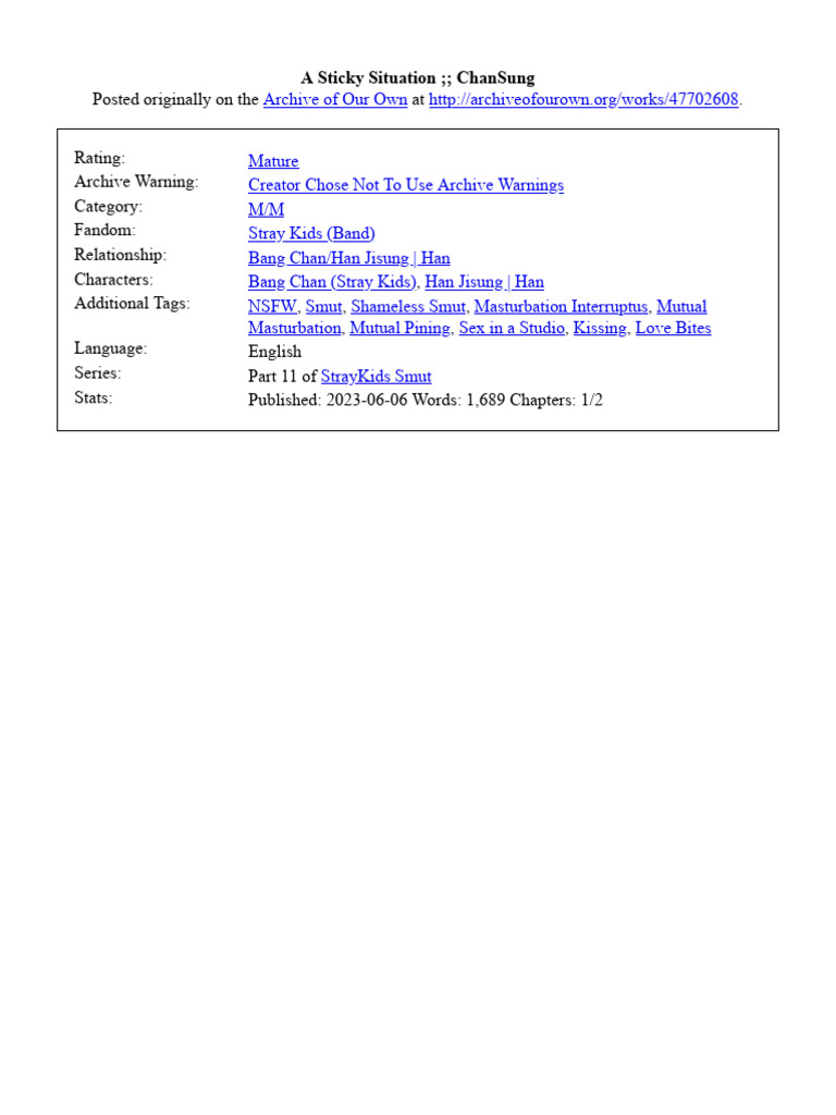 A Sticky Situation | PDF