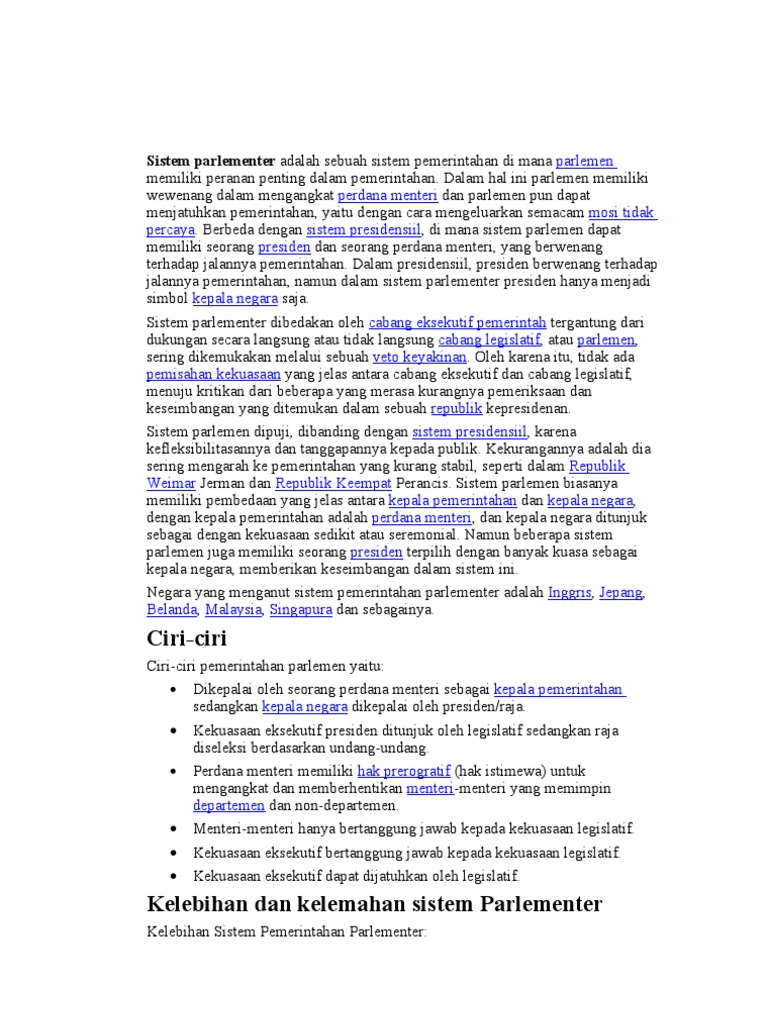 Sistem Parlementer | PDF