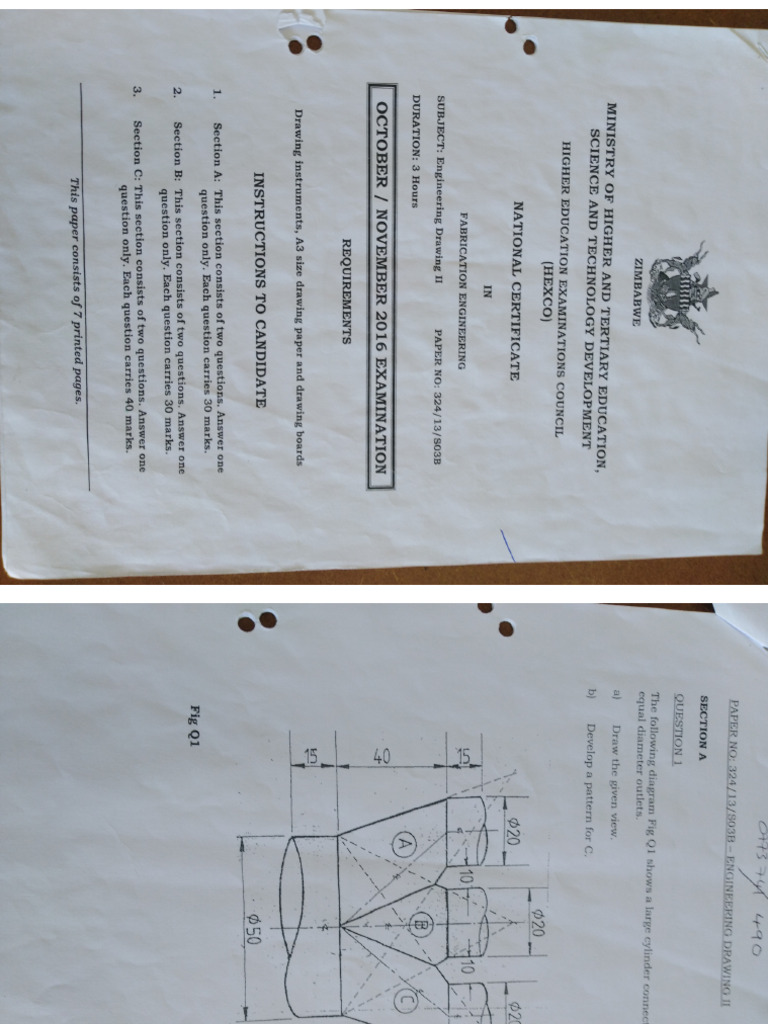 Eng Drawing P2 of 2016 | PDF