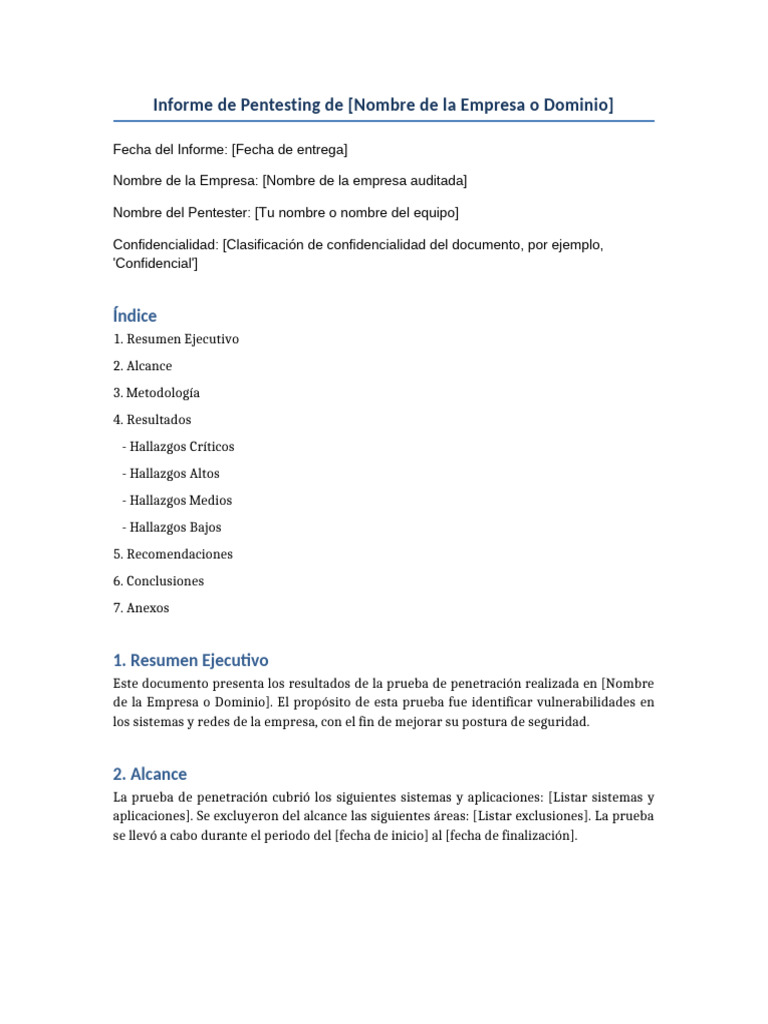 Informe Pentesting Ejemplo | PDF | Negocios
