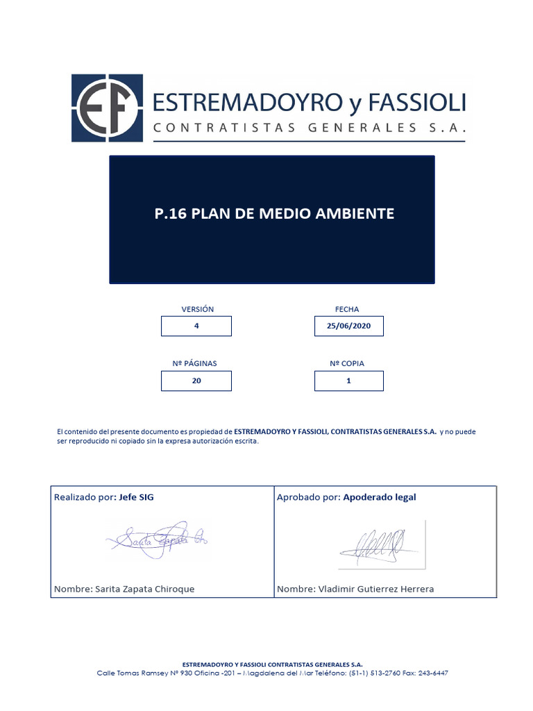 P16 Plan de Medio Ambiente EYF | PDF