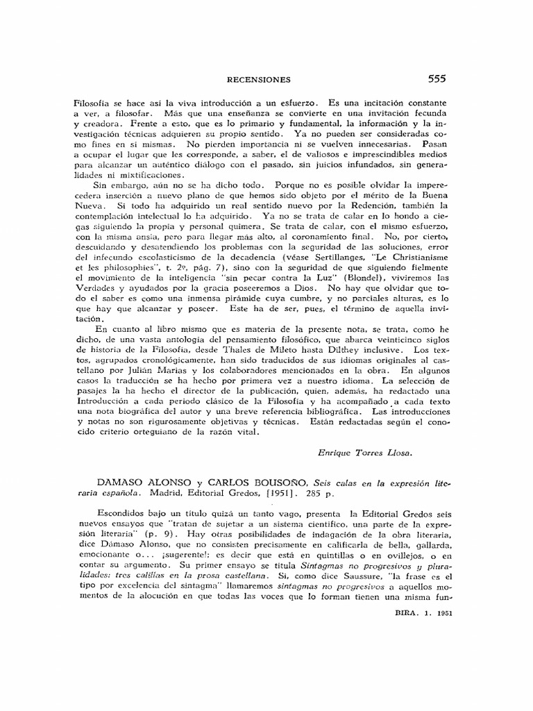 DAMASO ALONSO y CARLOS BOUSOÑO, Seis Calas en La Expresión Literaria ...