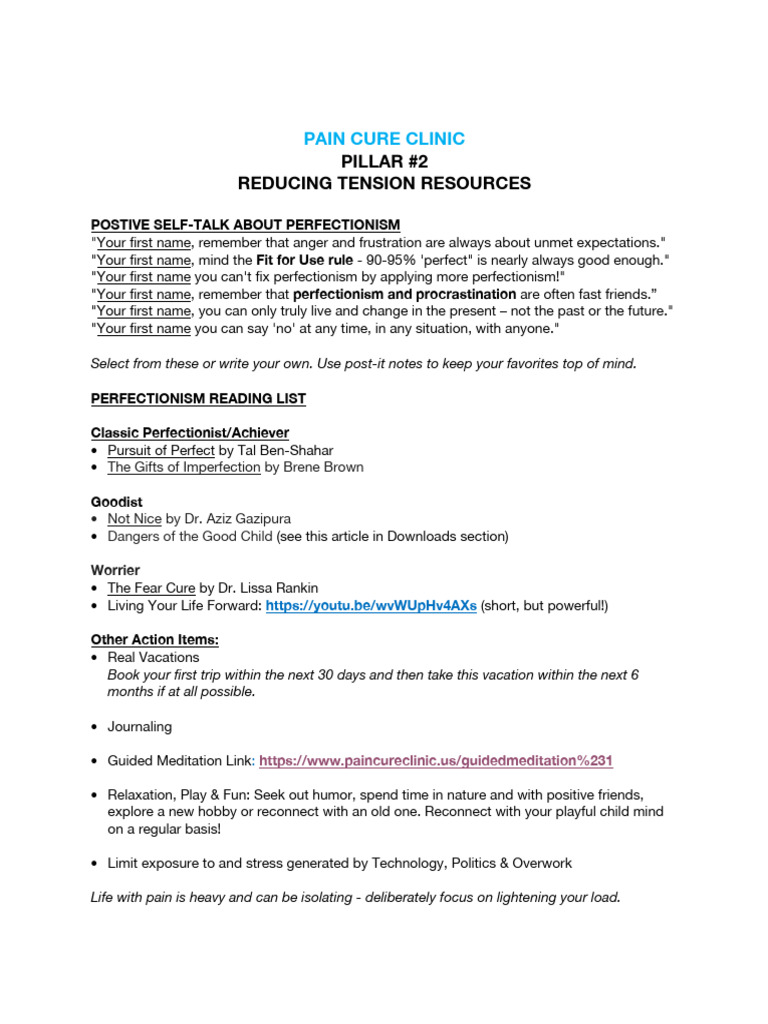 Reducing Tension Resource Page 2 | PDF