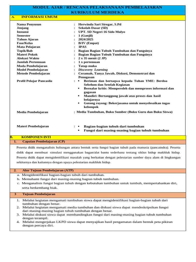 Modul Ajar Upload PMM Herwinda | PDF