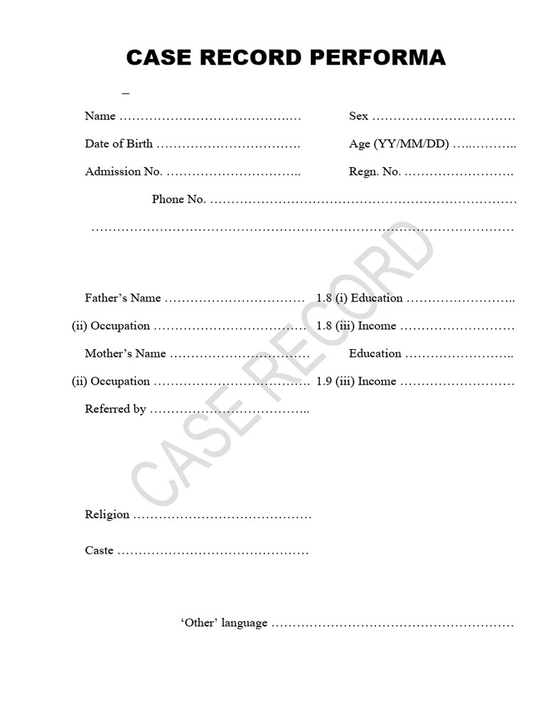 Case Record Performa | PDF
