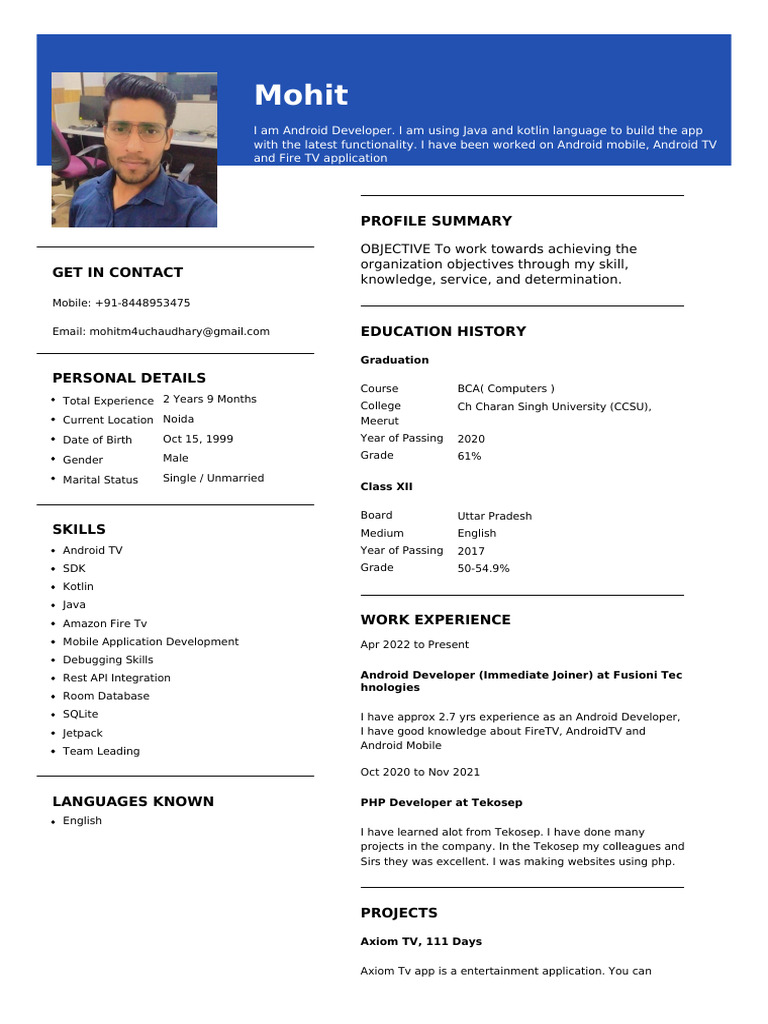 Mohit Latest Resume | PDF
