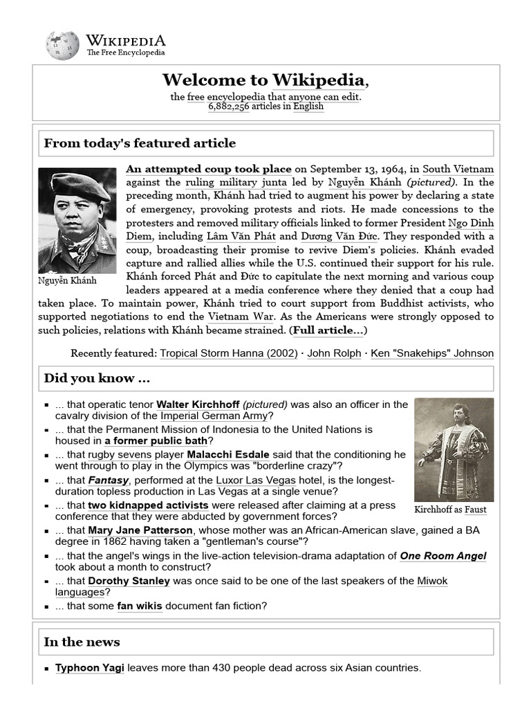 Welcome To Wikipedia: From Today's Featured Article | PDF