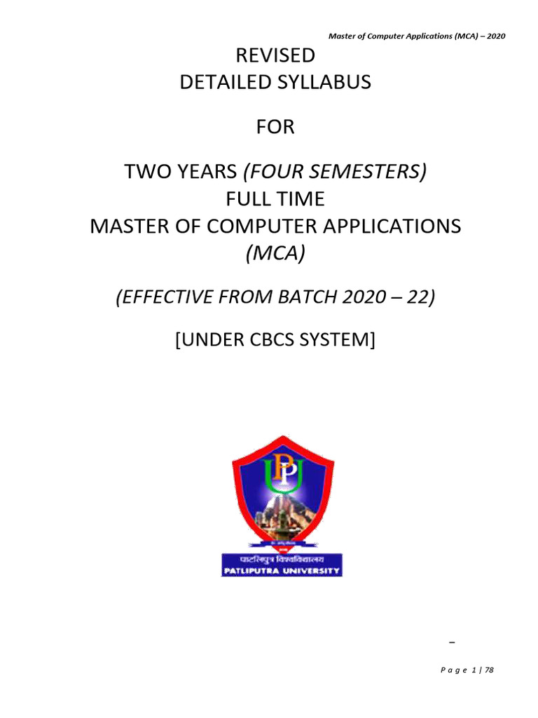 Revised MCA Syllabus For 2020-2022 - 220802 - 120003 | PDF